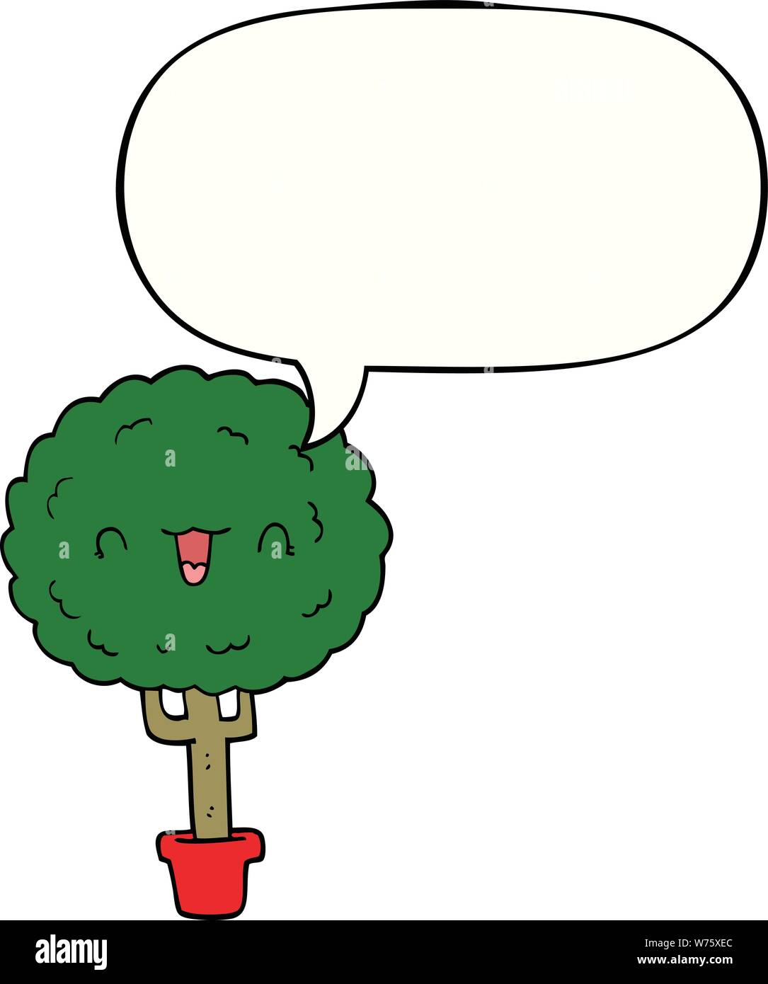 cartoon happy tree with speech bubble Stock Vector Image & Art - Alamy