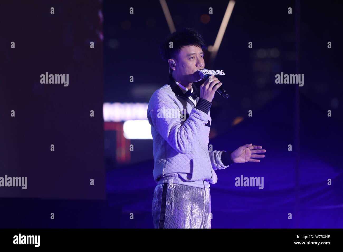 Hong Kong singer Hacken Lee performs during the 2017 Yahoo Asia Buzz ...