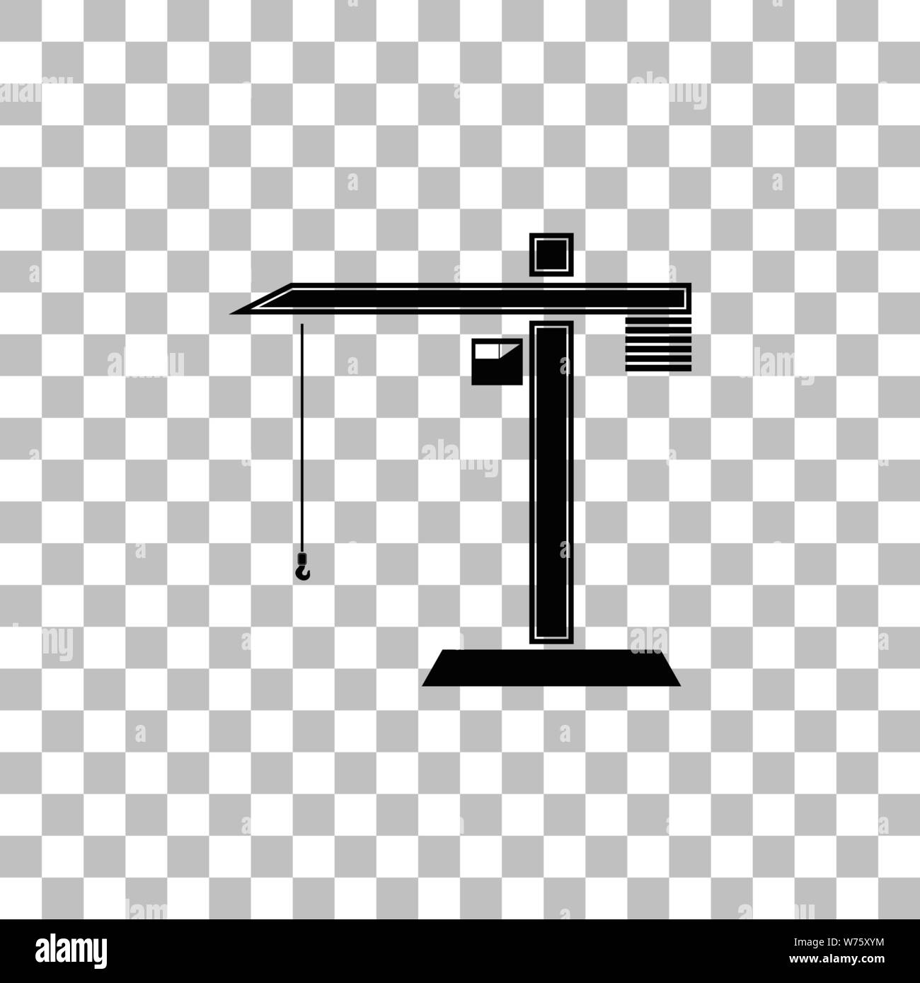 Building crane. Black flat icon on a transparent background. Pictogram ...