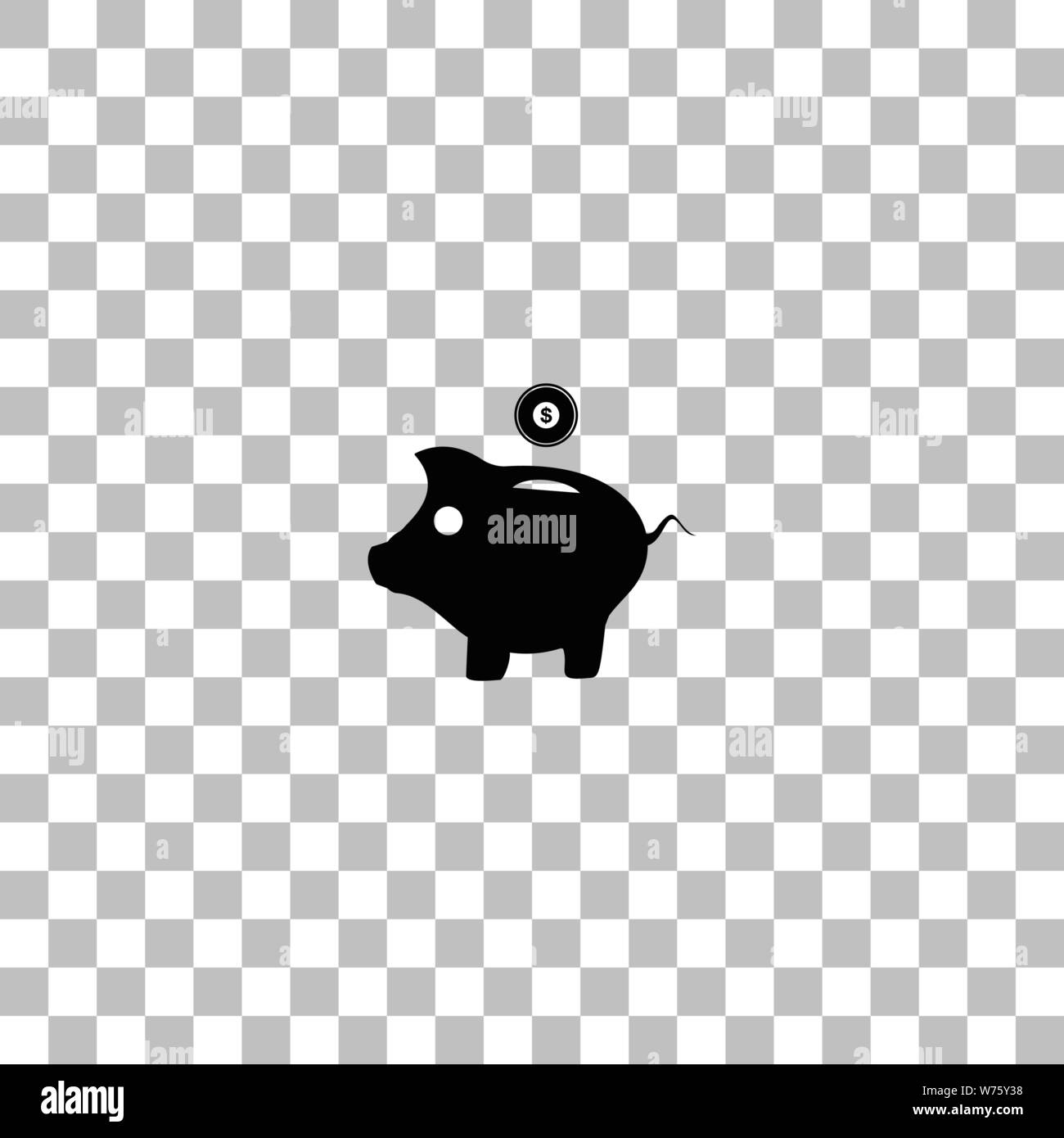 Pig money box. Black flat icon on a transparent background. Pictogram ...