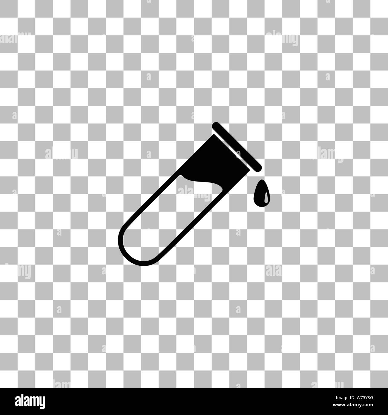Test tube. Black flat icon on a transparent background. Pictogram for ...