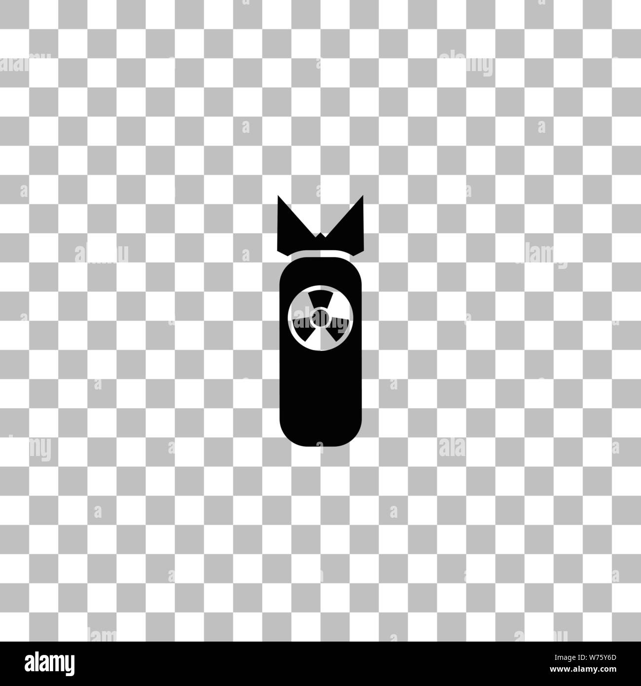 Nuclear bomb. Black flat icon on a transparent background. Pictogram ...