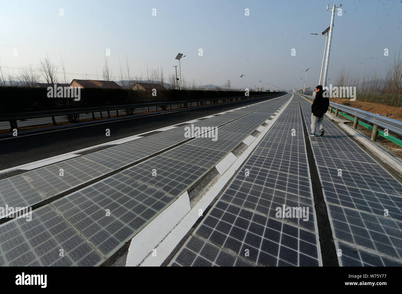 Solar panels are paved on the world's first photovoltaic highway to be ...