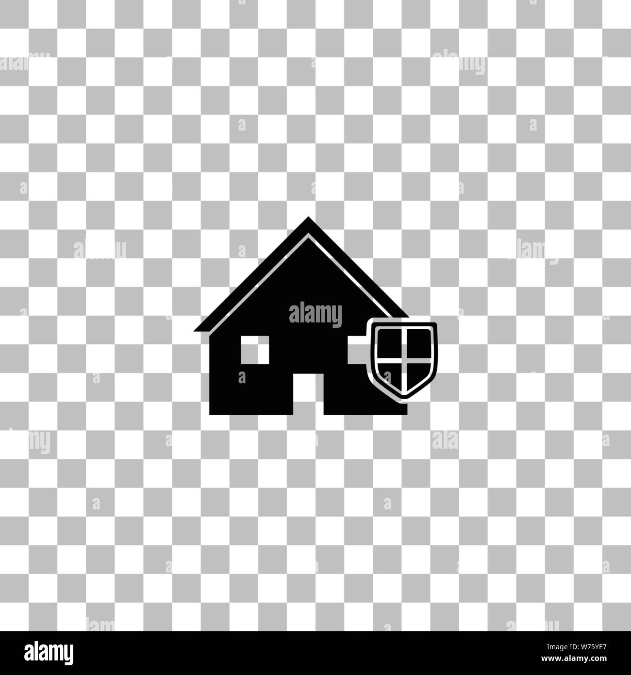 House insurance. Black flat icon on a transparent background. Pictogram ...