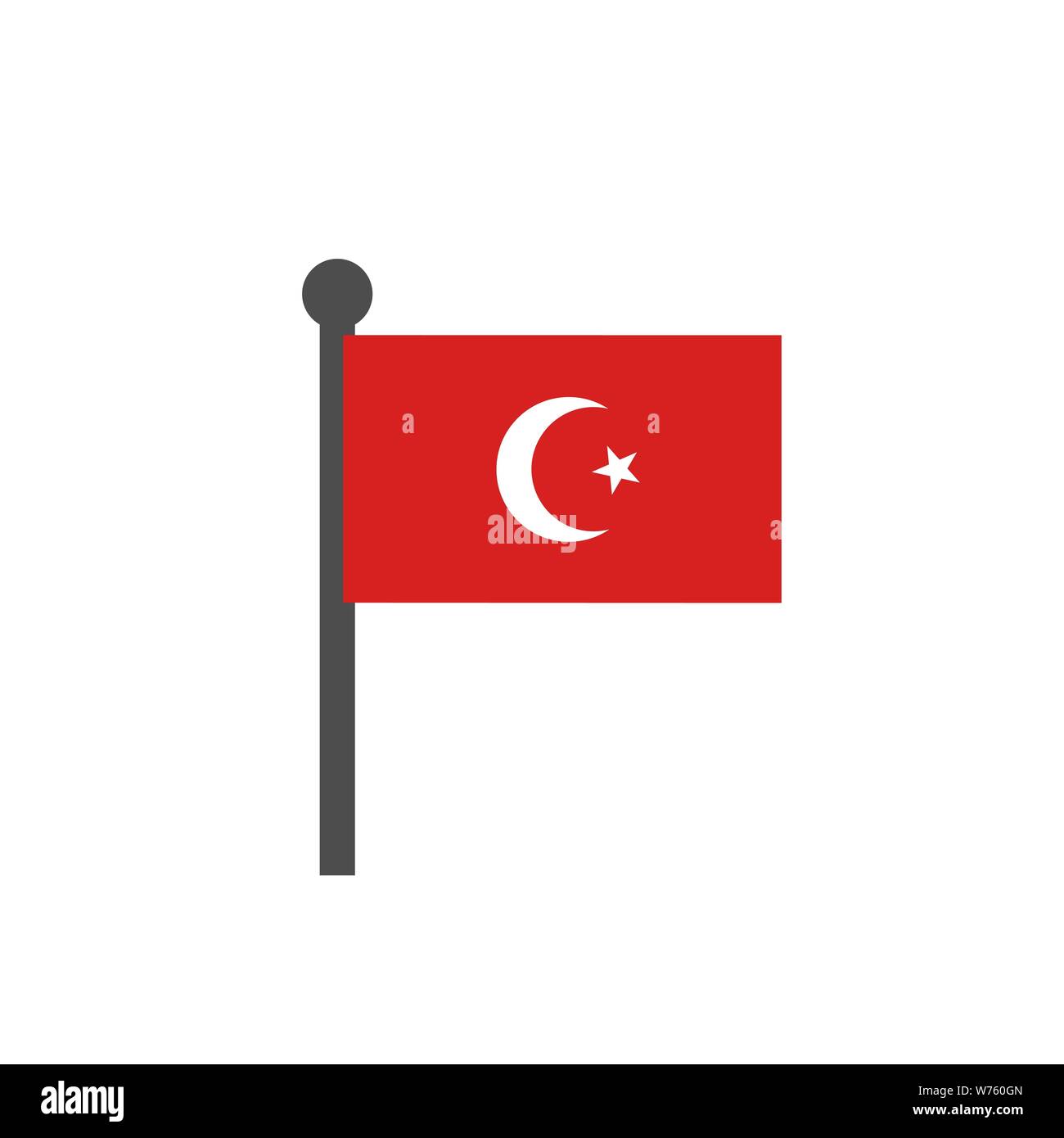 Flag of Turkey. Turkish flag isolated, red flag with moon and star ...