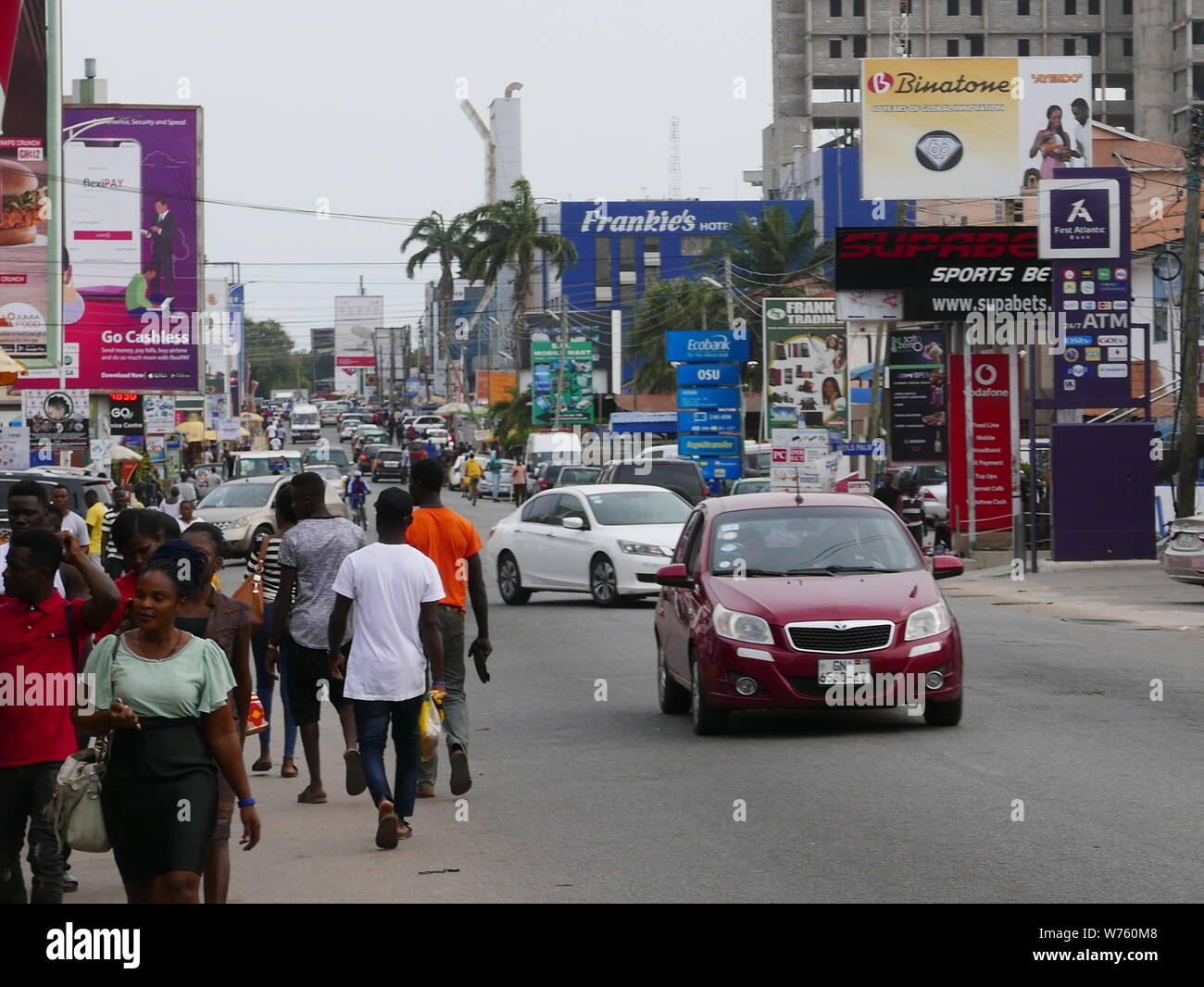 Oxford Street in the up-and-coming district of Osu in Accra, Ghana, in ...