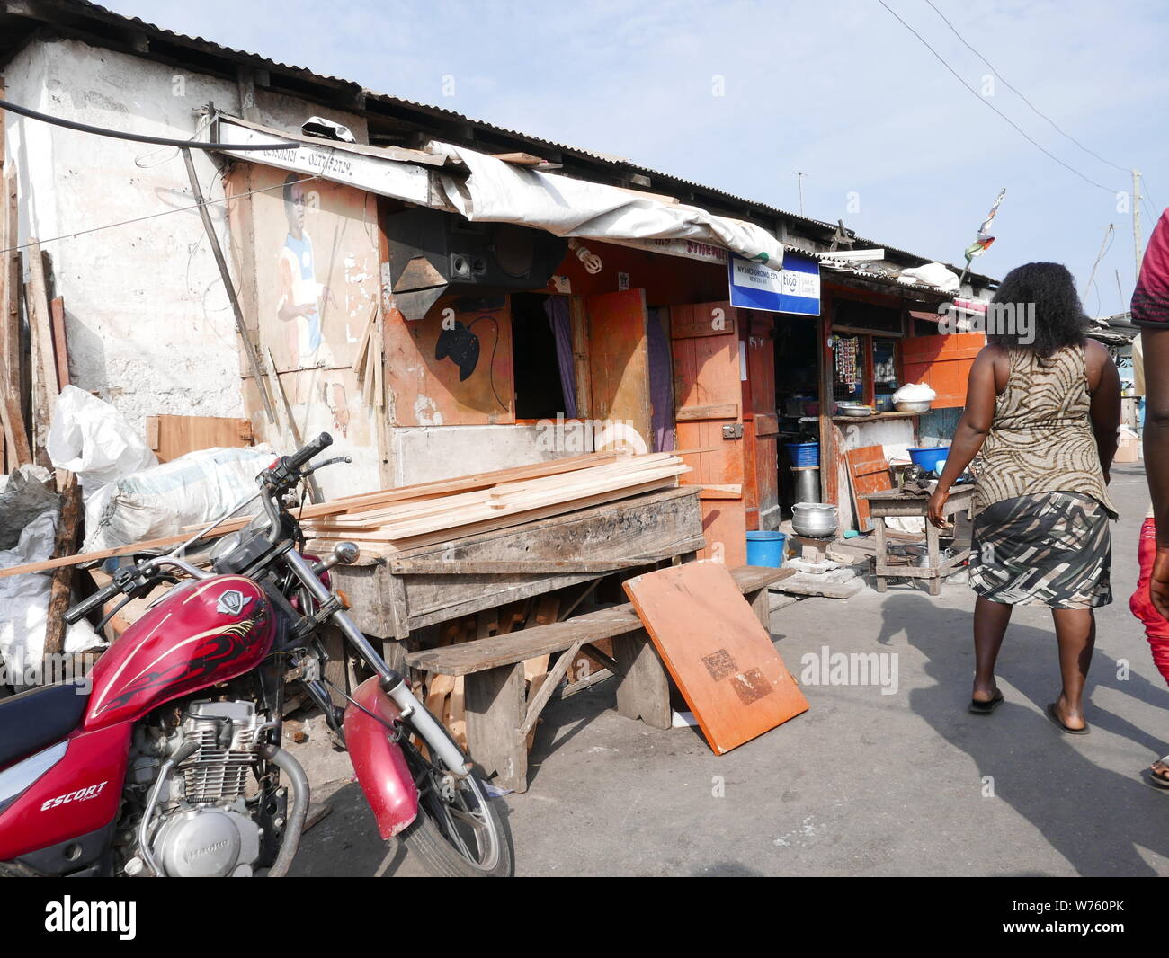 Street scene in Jamestown, probably the oldest district of Accra (Ghana ...
