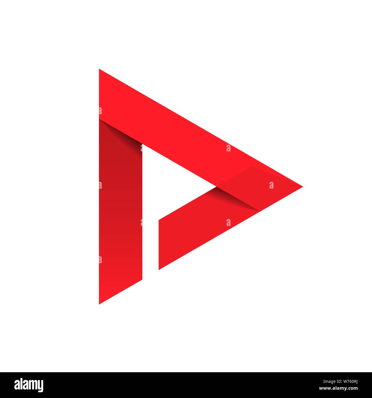 Play button. Red Triangle icon, multimedia button template Vector ...