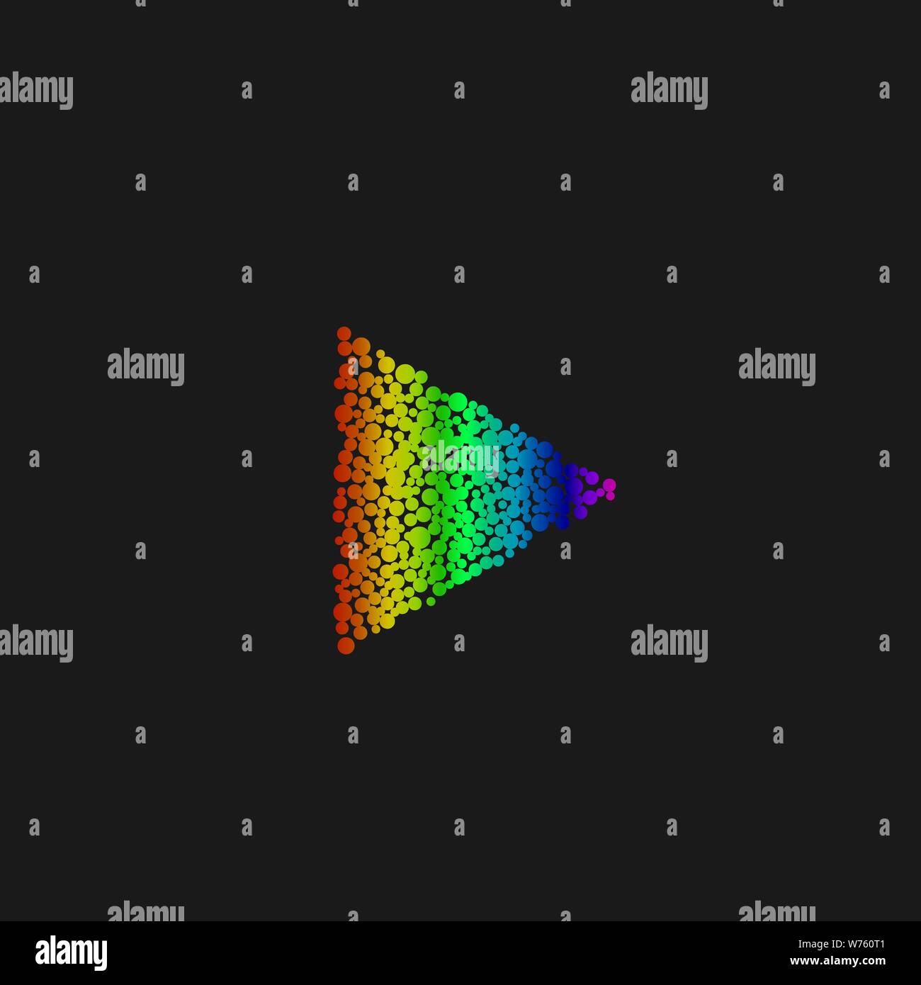 Colored Play button. Colorful Abstract dots triangle, Vector ...