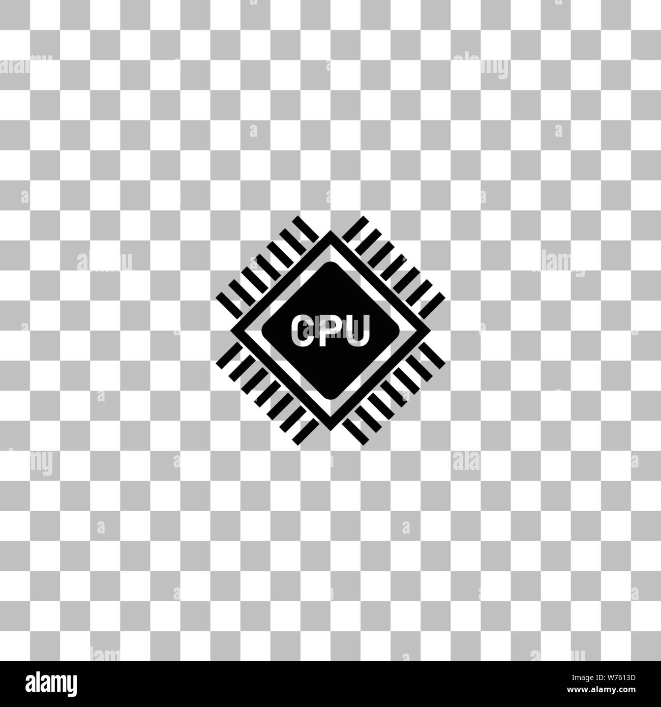 CPU. Black flat icon on a transparent background. Pictogram for your ...
