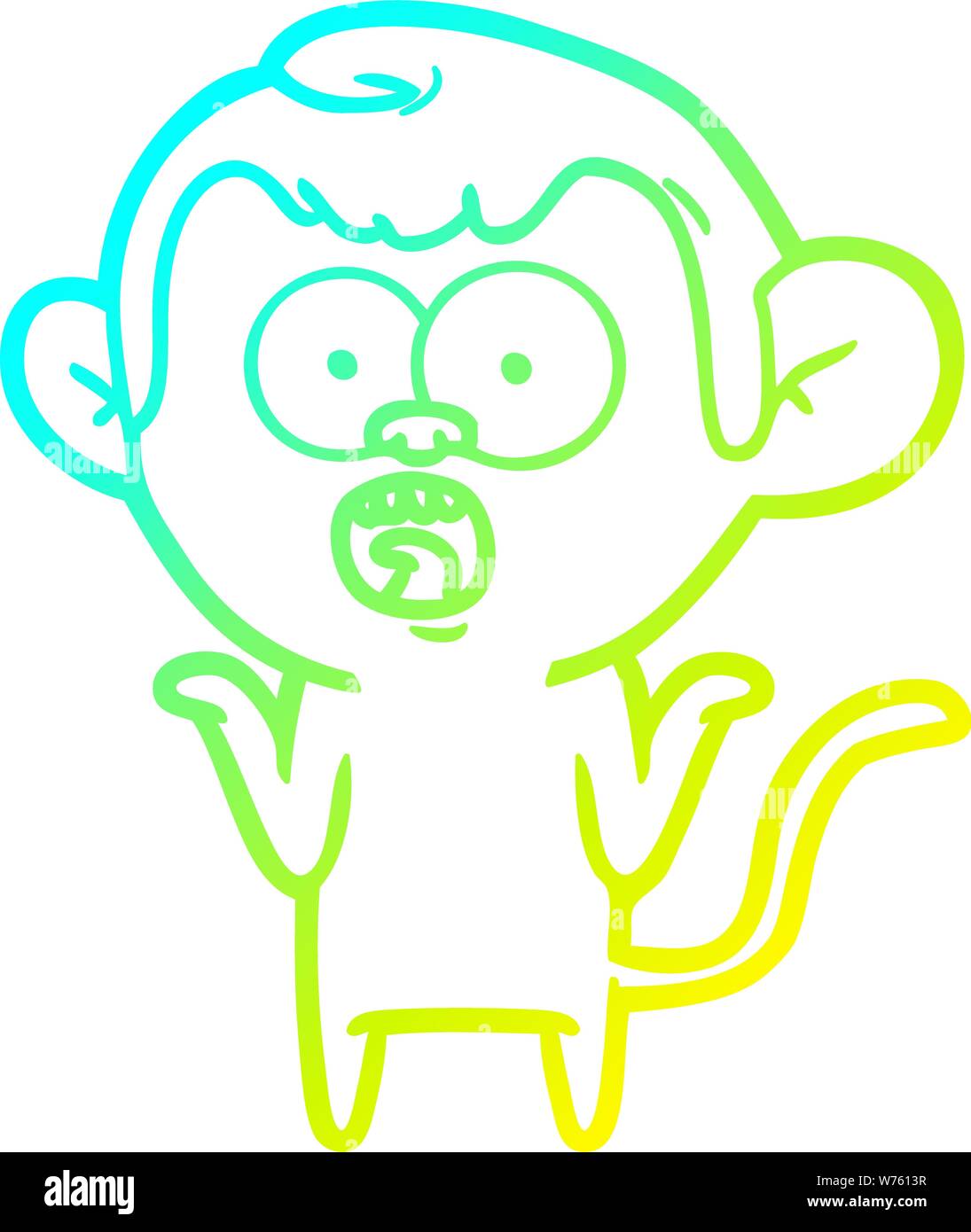 cold gradient line drawing of a cartoon shocked monkey Stock Vector ...