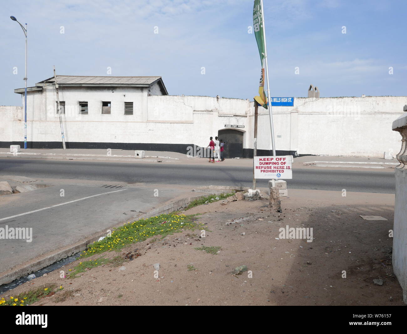 Street scene with the James Fort Prison in Jamestown, probably the ...