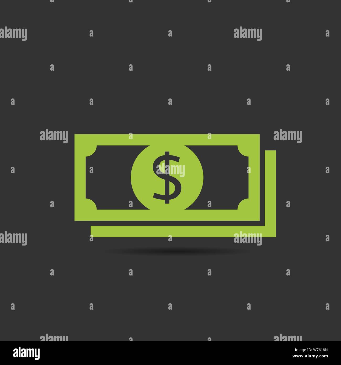 Green Dollar banknote icon. Money sign isolated, Vector illustration ...