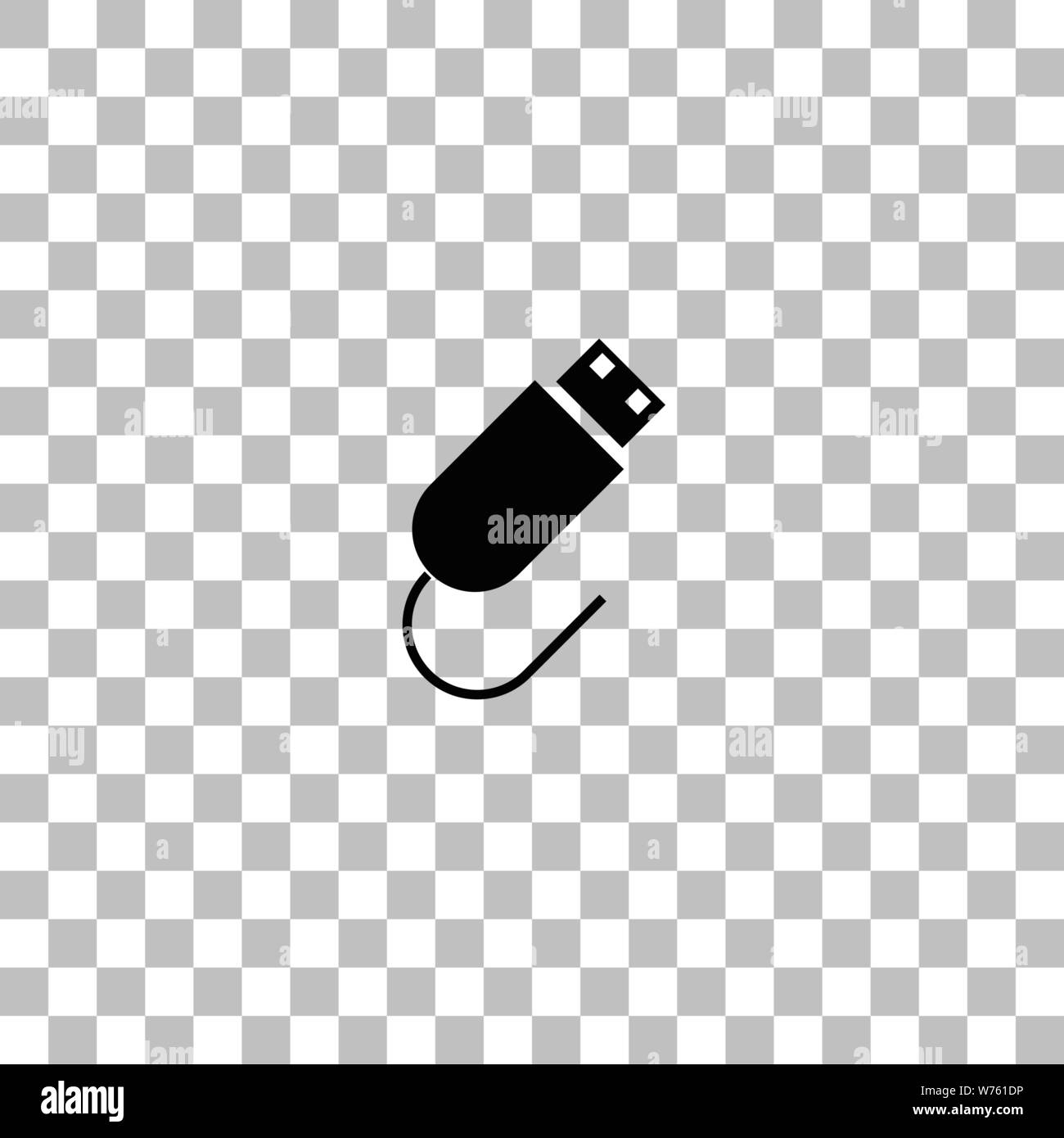 Usb plug. Black flat icon on a transparent background. Pictogram for ...