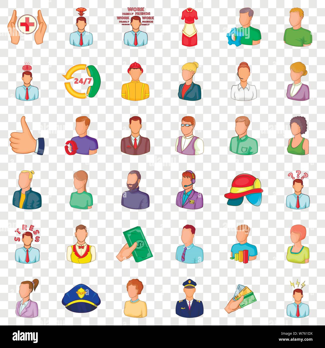 Job icons set, cartoon style Stock Vector Image & Art - Alamy