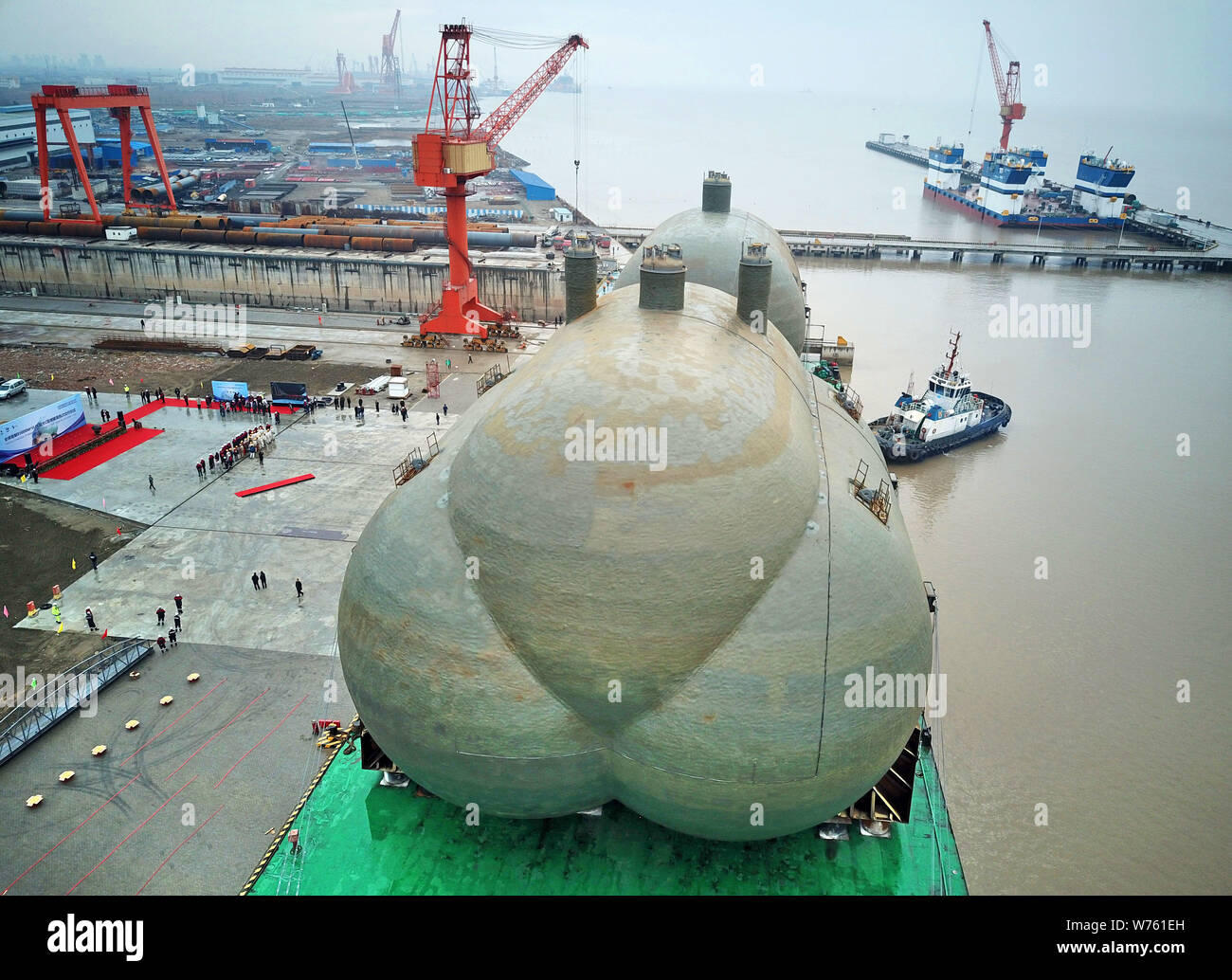 View of the delivery ceremony for the world's first two mega C-type ...