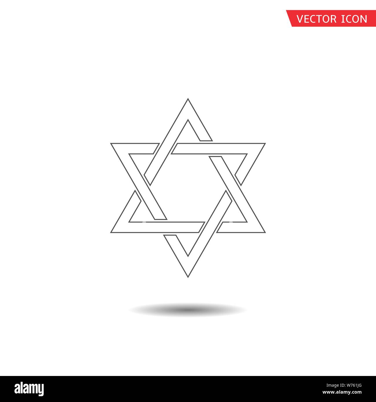 Outline Star of David icon. Six pointed geometric star figure ...