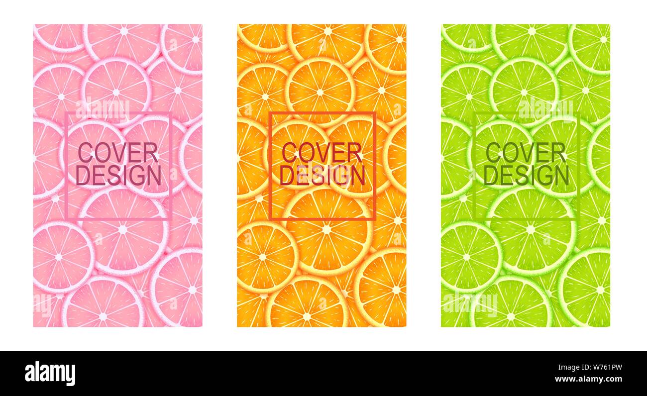Covers design. Collection of citrus products - orange, lemon, lime and ...