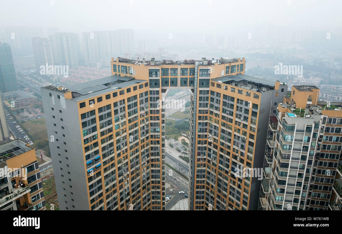 Aerial view of a 35-storey residential apartment building, which is the ...