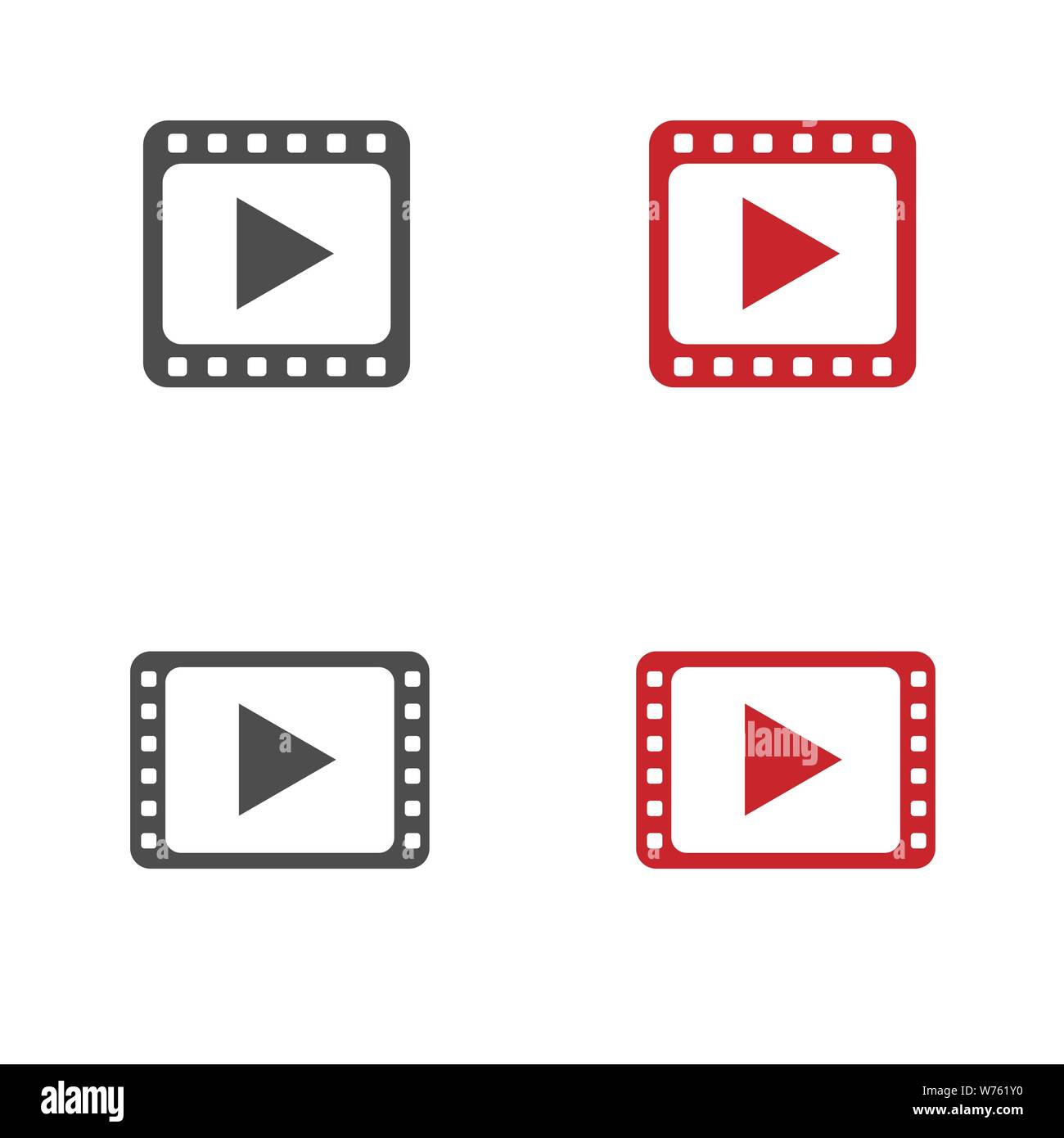 Red Play icon set. Multimedia buttons, Vector Stock Vector Image & Art ...