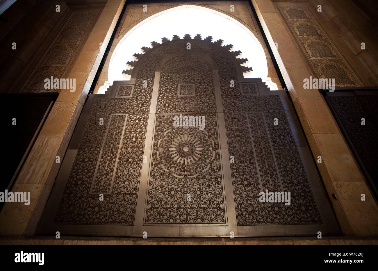 --FILE--Interior view of Morocco's largest mosque, Hassan II Mosque, in ...