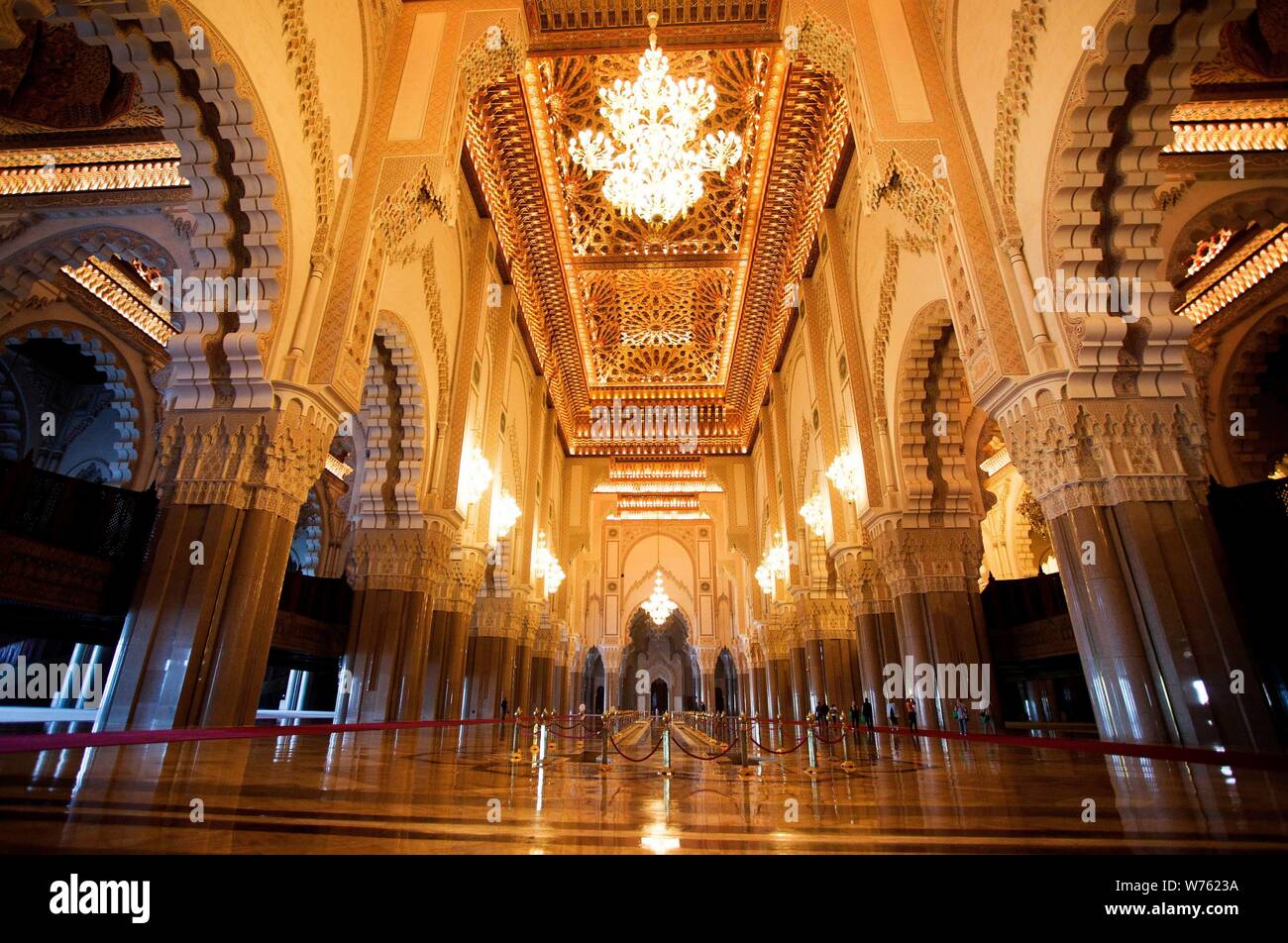 --FILE--Interior view of Morocco's largest mosque, Hassan II Mosque, in ...
