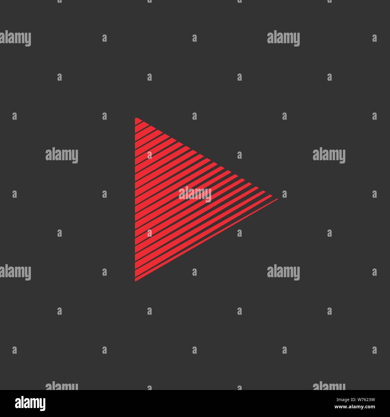 Play button. Red Triangle icon, multimedia button template Vector ...