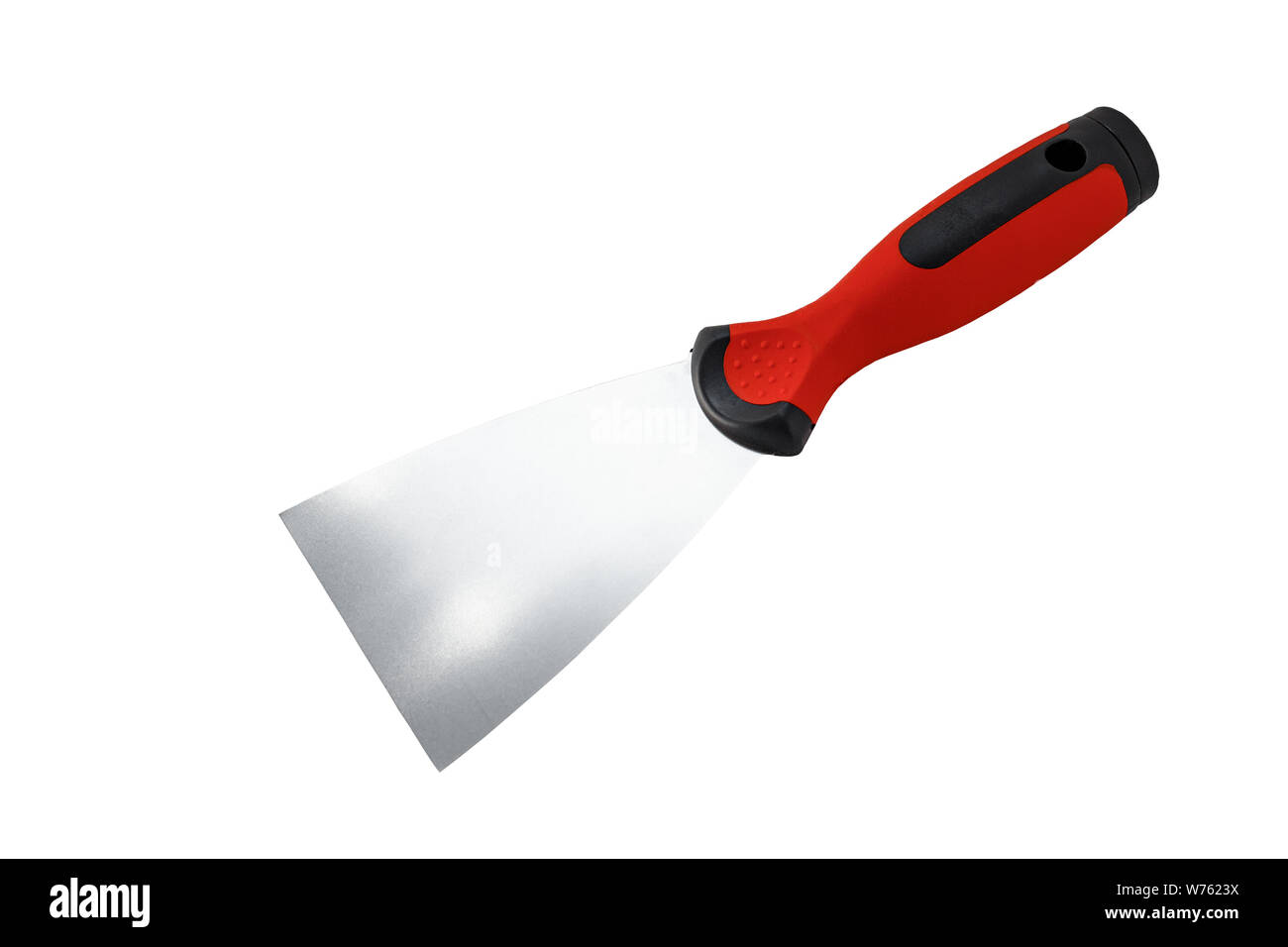 Steel trowel scraper with rubber handle isolated on white background ...