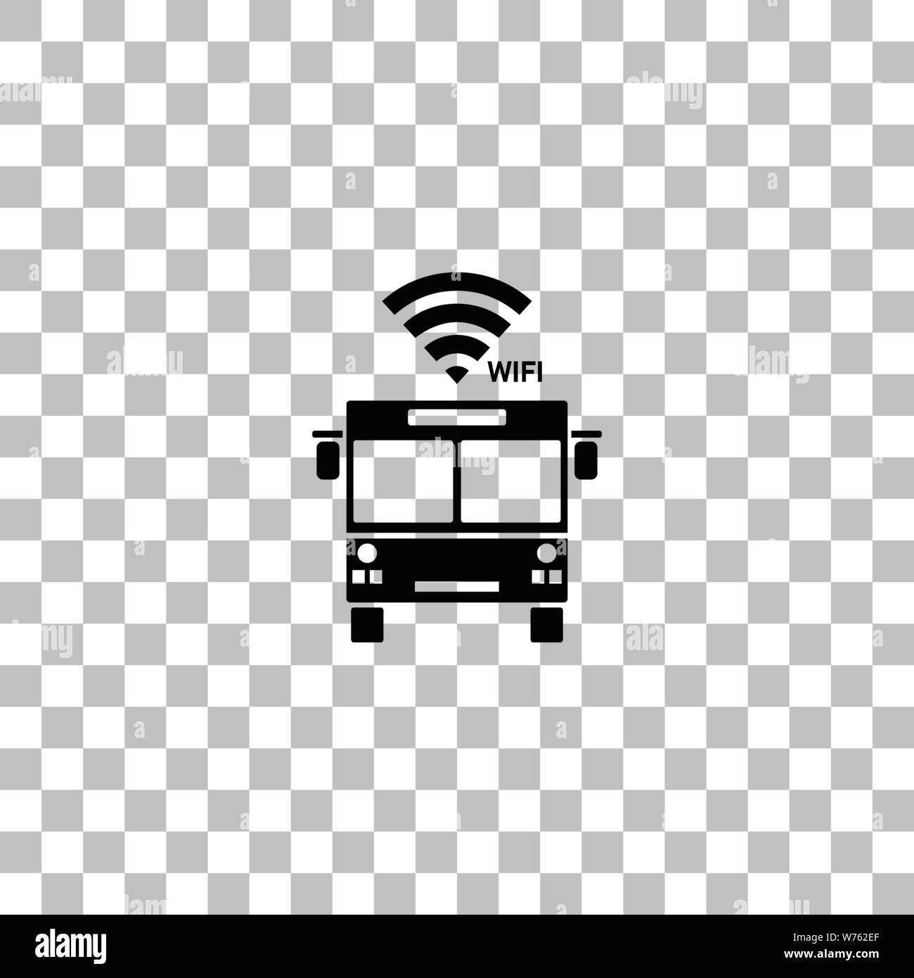 Bus wi-fi. Black flat icon on a transparent background. Pictogram for ...
