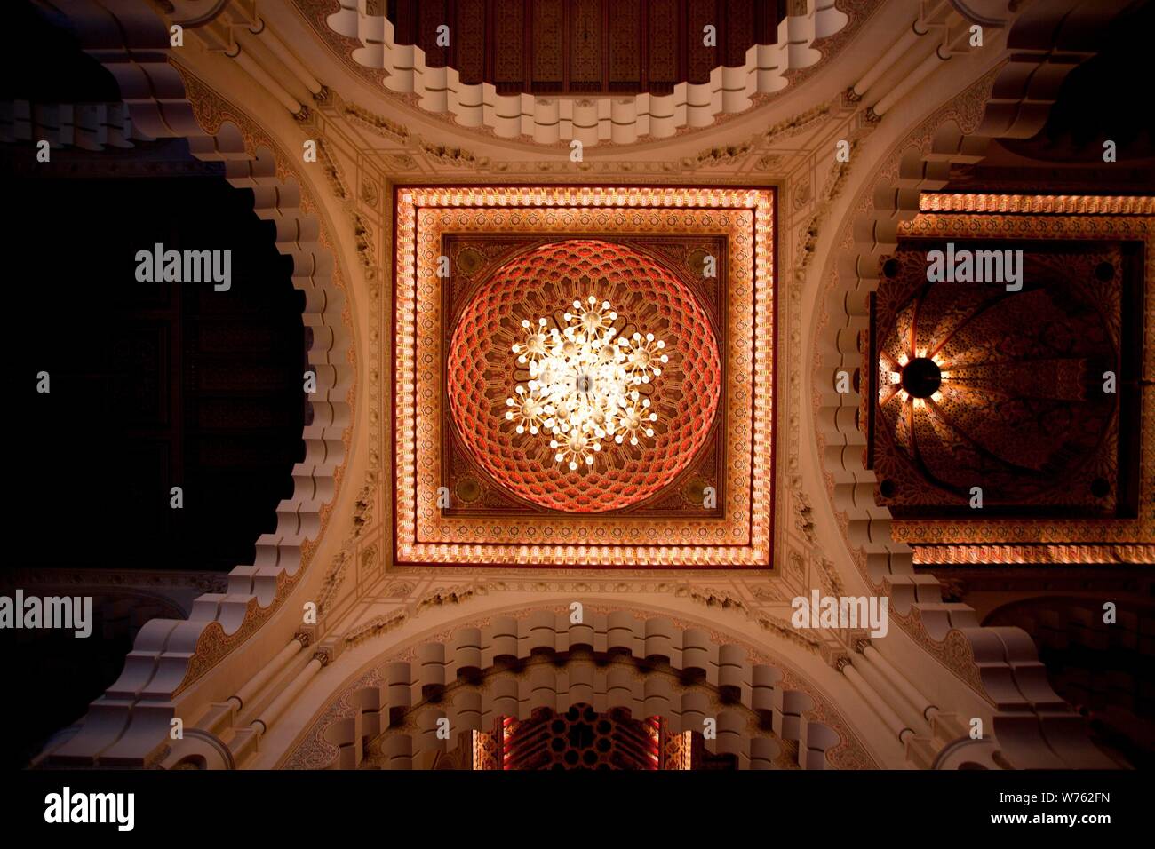 --FILE--Interior view of Morocco's largest mosque, Hassan II Mosque, in ...