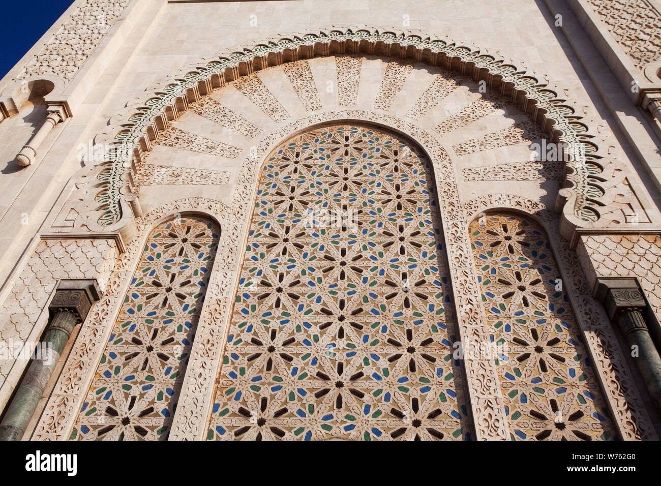 --FILE--Interior view of Morocco's largest mosque, Hassan II Mosque, in ...