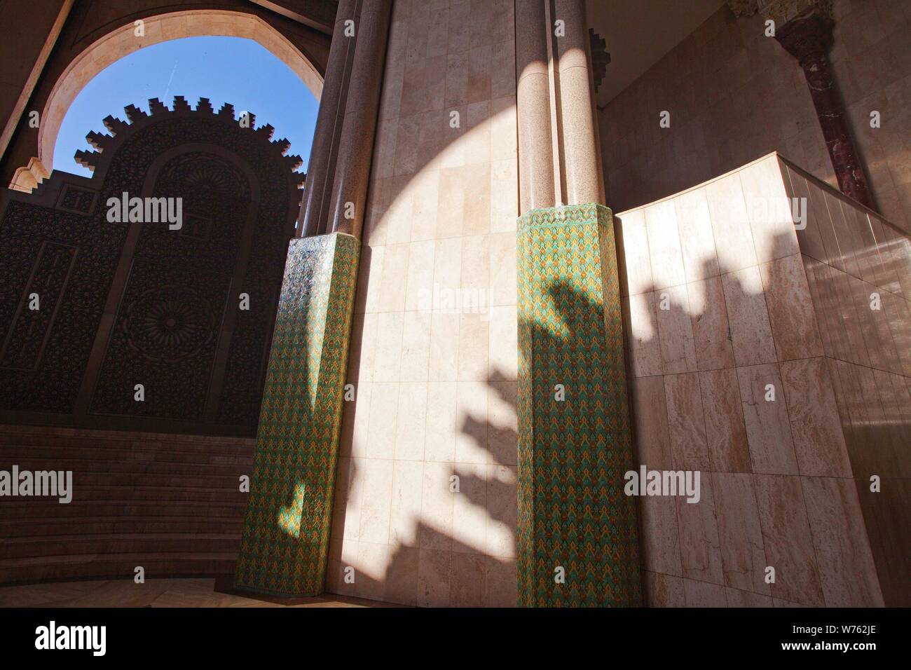 --FILE--Interior view of Morocco's largest mosque, Hassan II Mosque, in ...