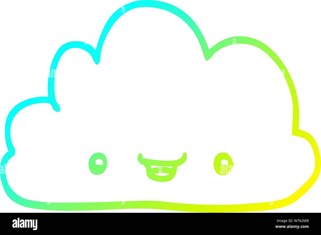cold gradient line drawing of a happy cartoon cloud Stock Vector Image ...