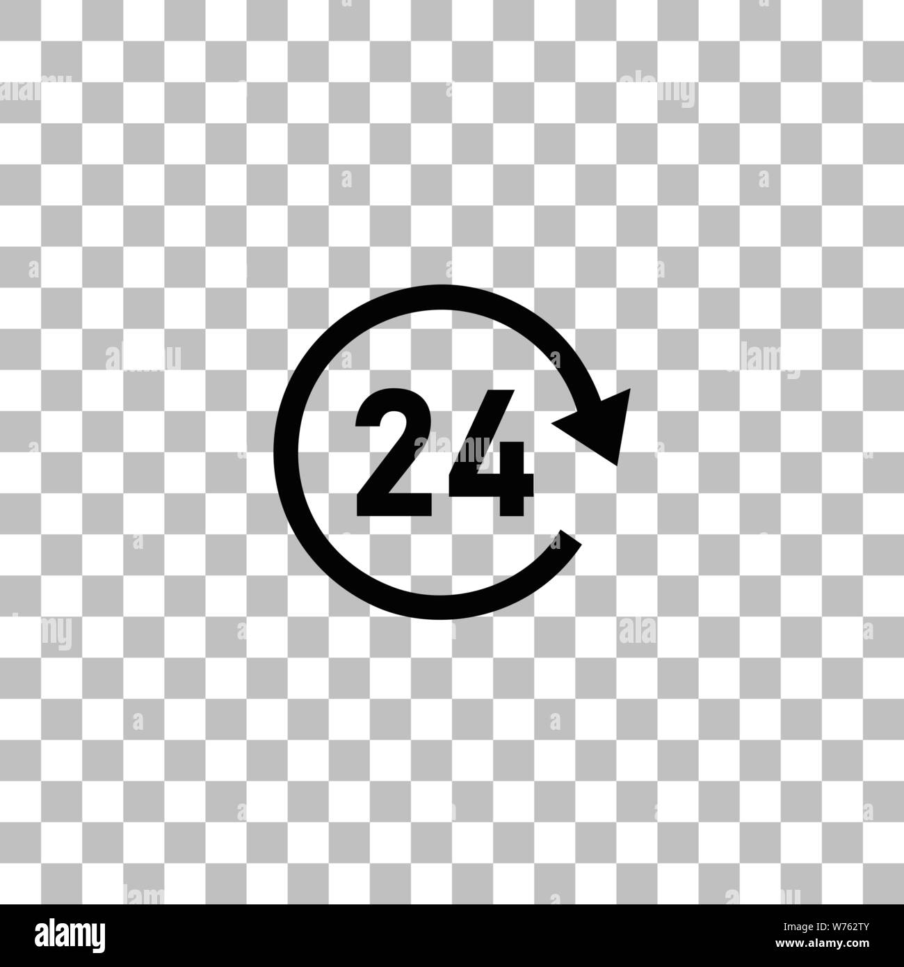 24 hours available. Black flat icon on a transparent background ...