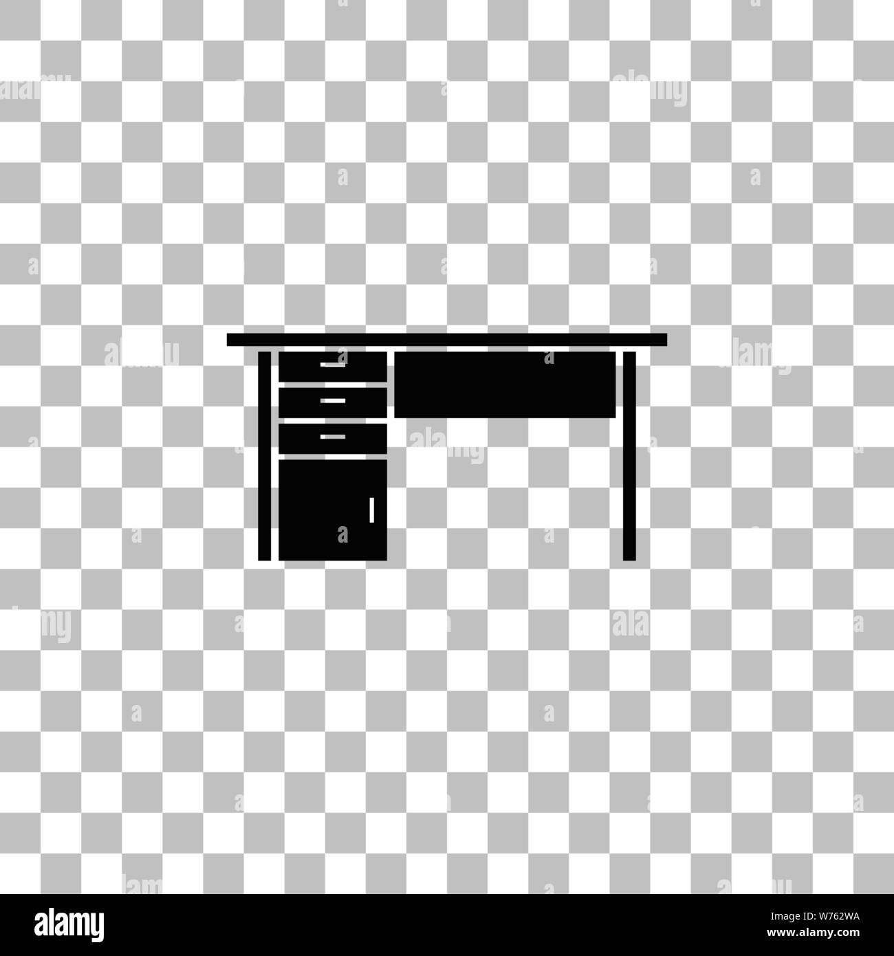 Office desk. Black flat icon on a transparent background. Pictogram for ...