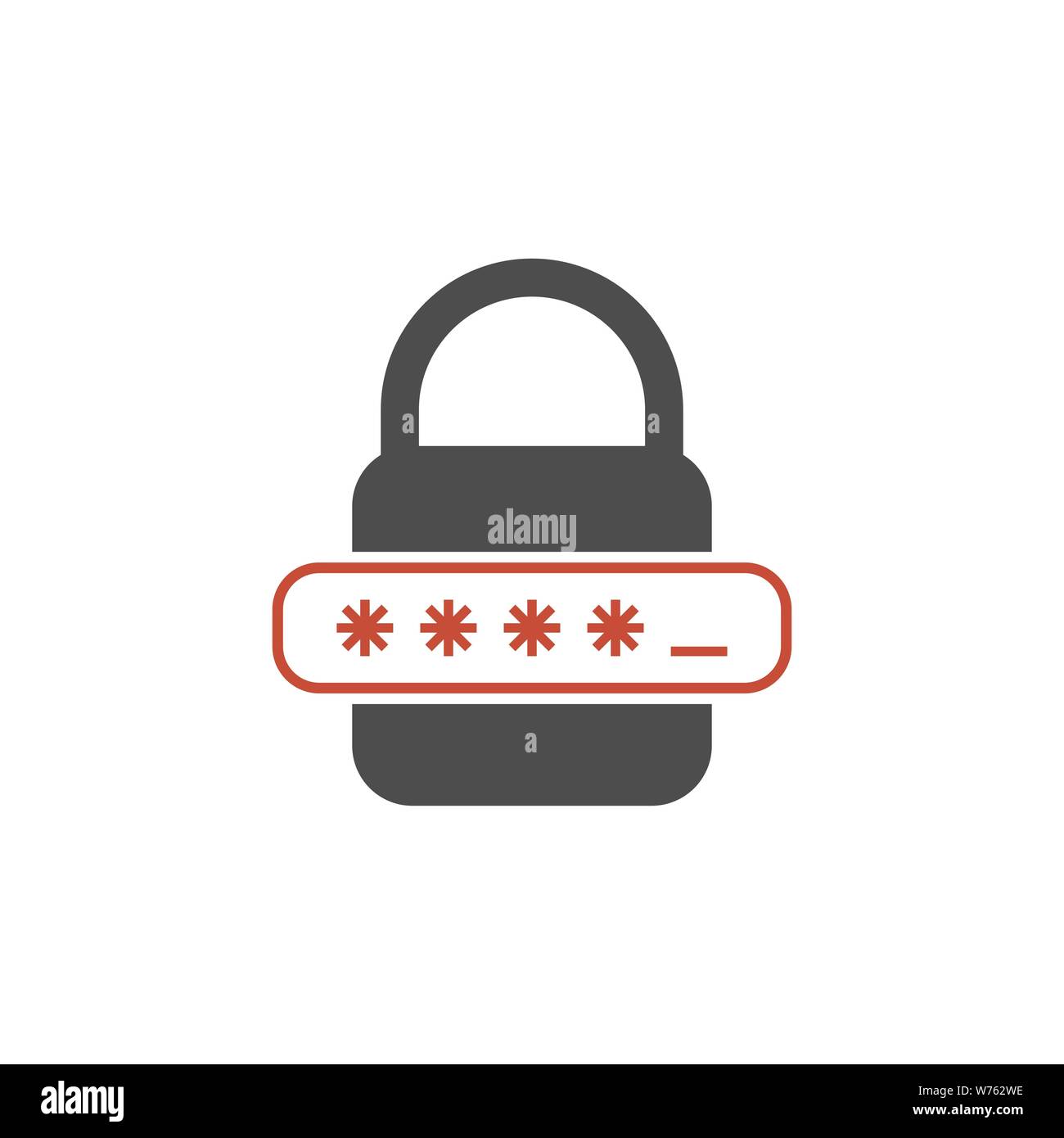 Password Protection Icon. Lock with red security form icon, wrong ...