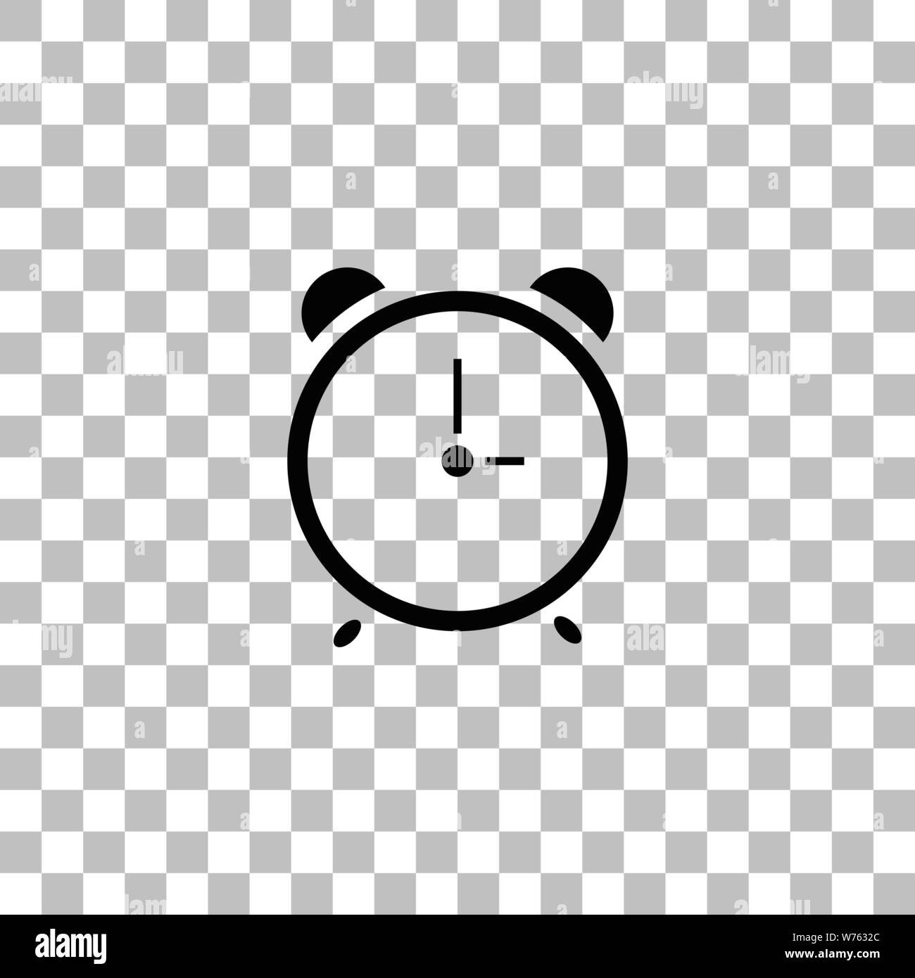 Alarm wake-up time. Black flat icon on a transparent background ...