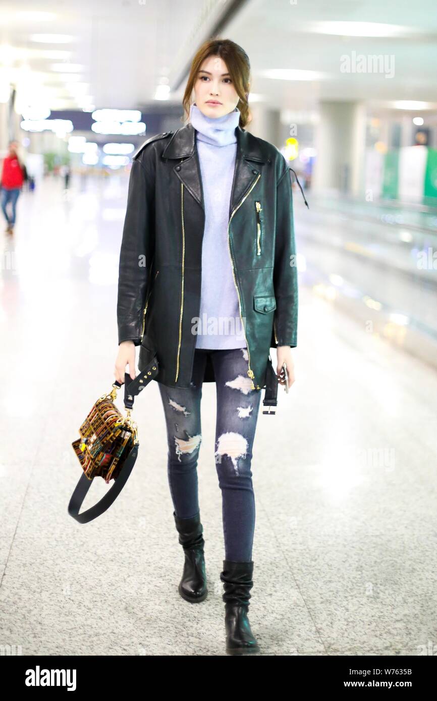 Chinese supermodel He Sui is pictured at the Beijing Capital ...