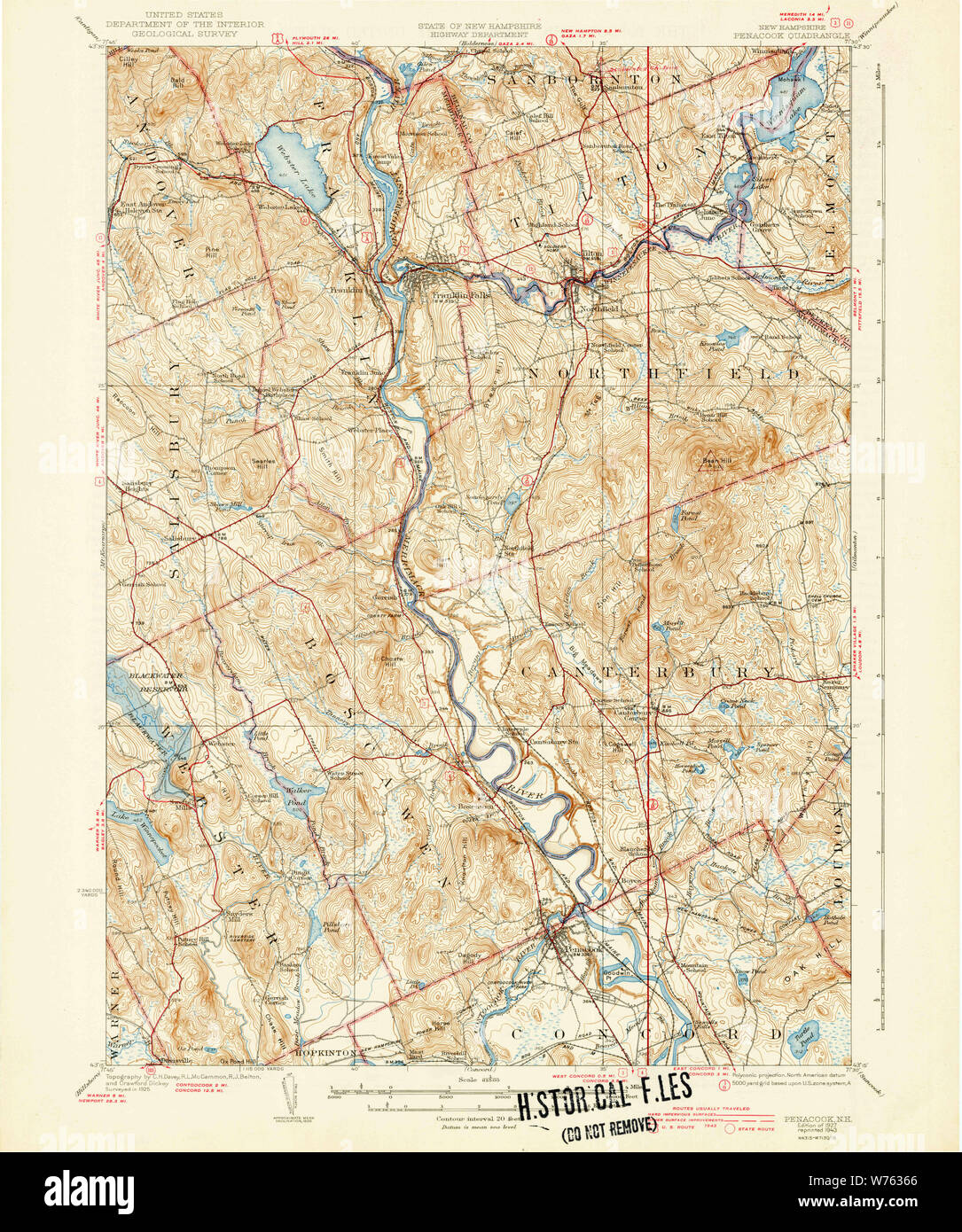 USGS TOPO Map New Hampshire NH Penacook 460062 1927 62500 Restoration ...