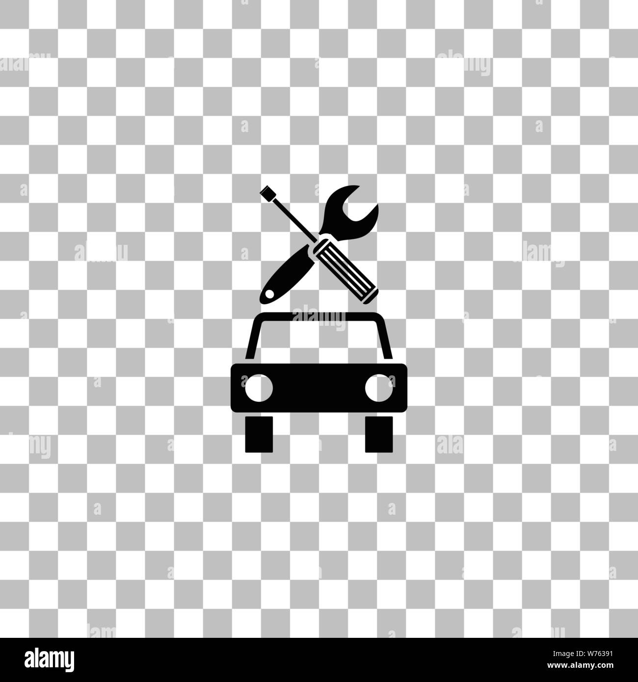 Car service. Black flat icon on a transparent background. Pictogram for ...