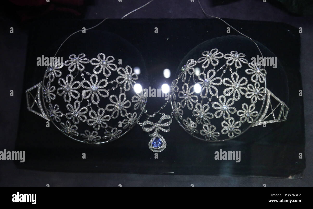 An expensive bra sold for 10,000,000 yuan ($1,510,596.8) is on display ...