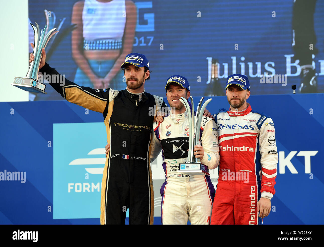 (From left) French racing driver Jean-Eric Vergne of Techeetah, British ...