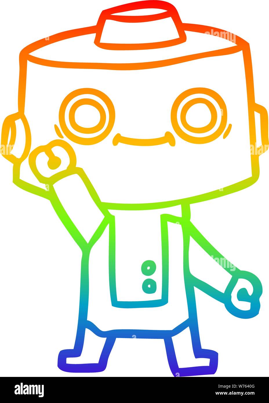 rainbow gradient line drawing of a cartoon robot Stock Vector Image ...