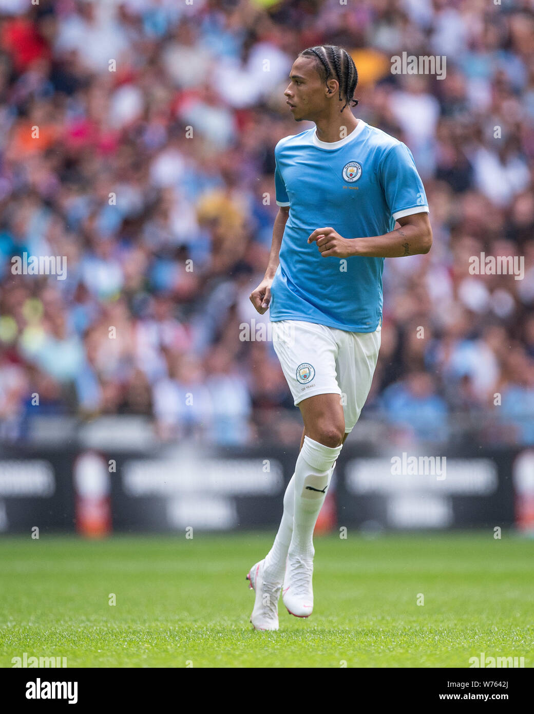 LONDON, ENGLAND - AUGUST 04: Leroy Sane of Manchester City during the ...