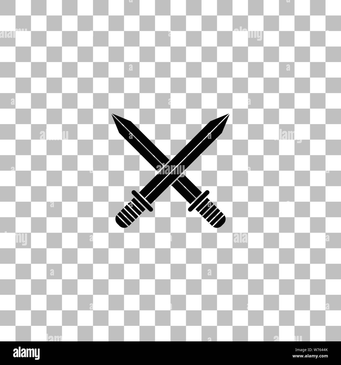 Cross swords. Black flat icon on a transparent background. Pictogram ...