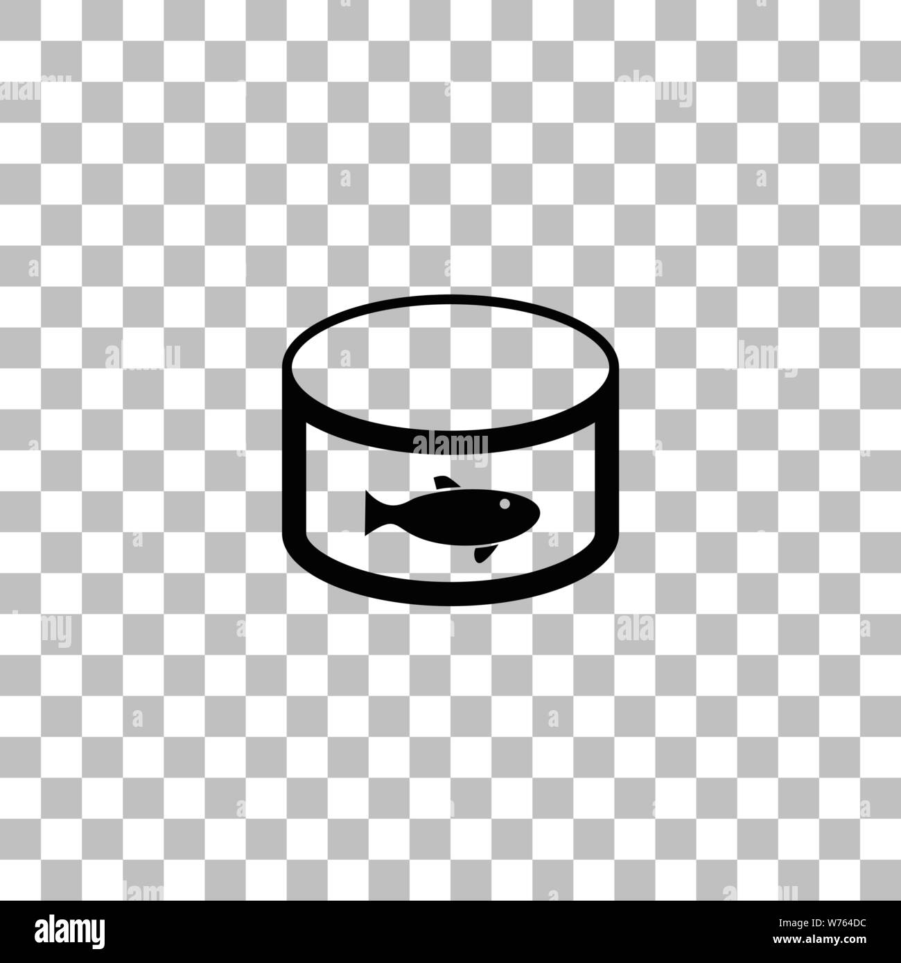 Can with label tuna fish. Black flat icon on a transparent background ...