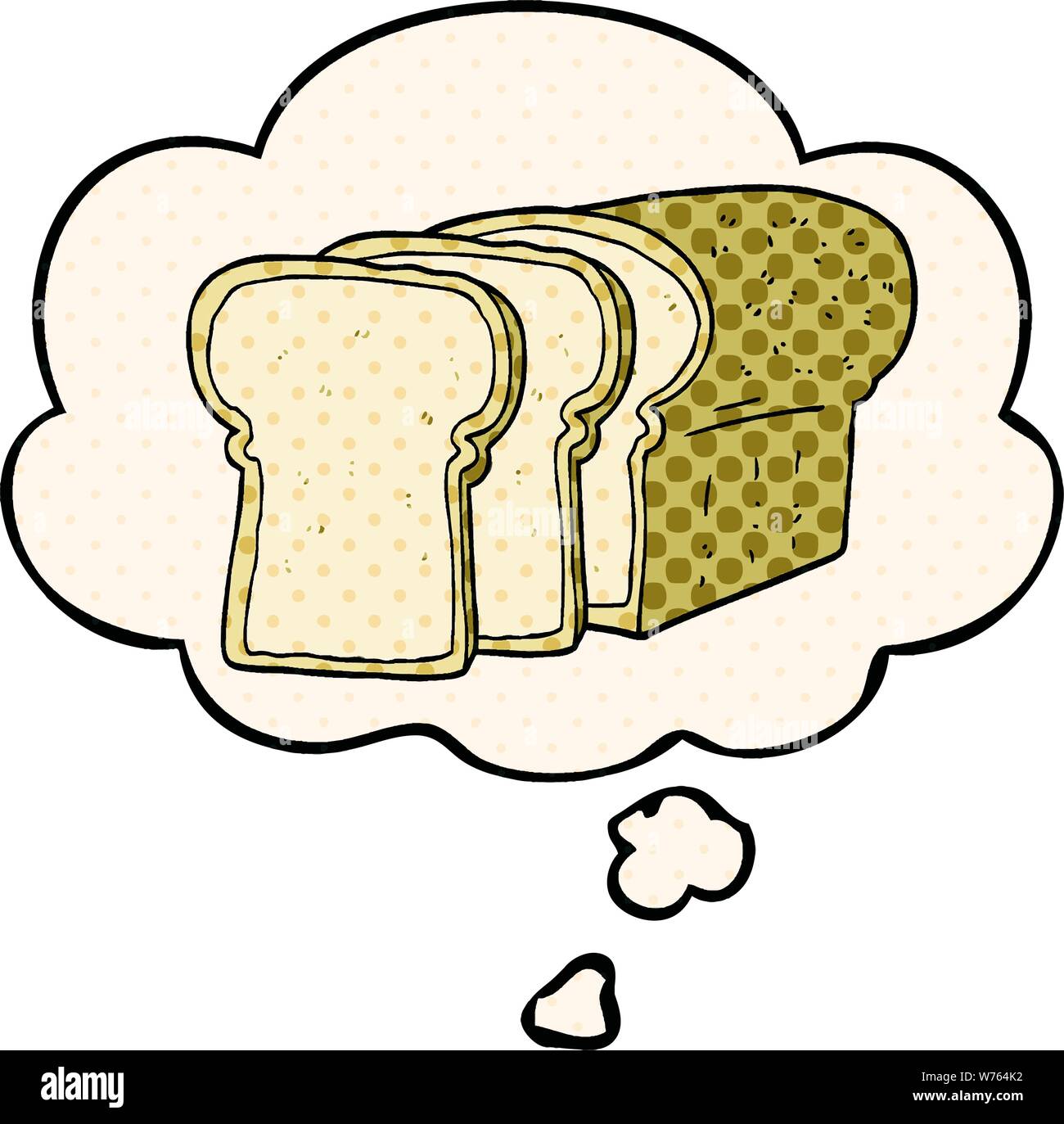 cartoon sliced bread with thought bubble in comic book style Stock ...