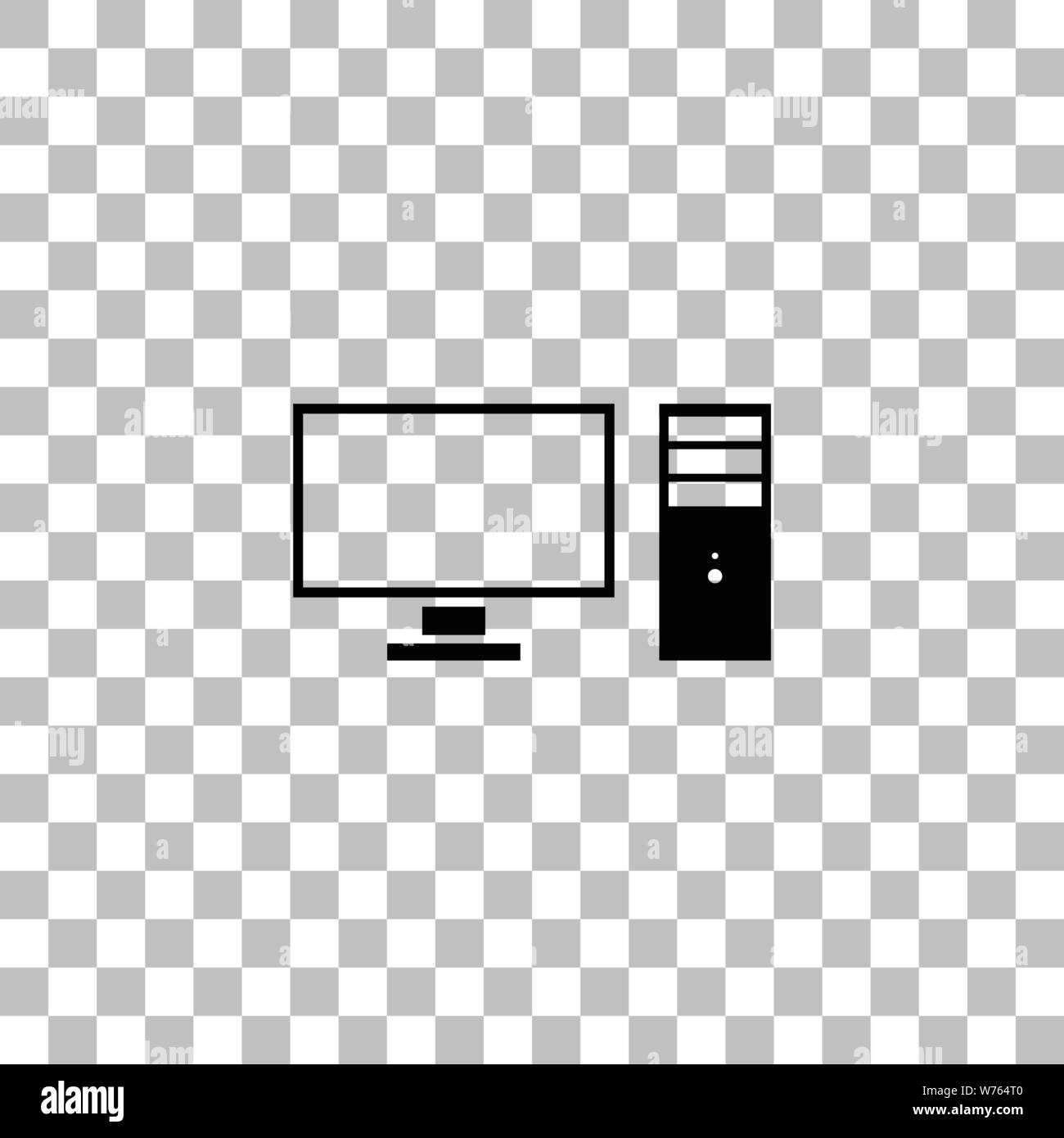 PC. Black flat icon on a transparent background. Pictogram for your ...