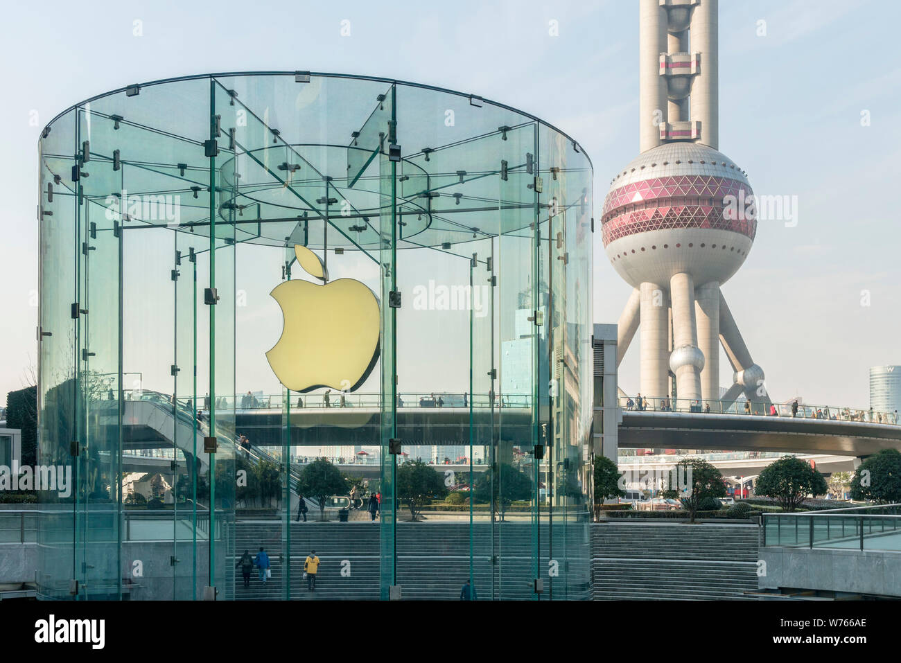 --FILE--The logo of Apple is pictured in the Apple Store in front of ...