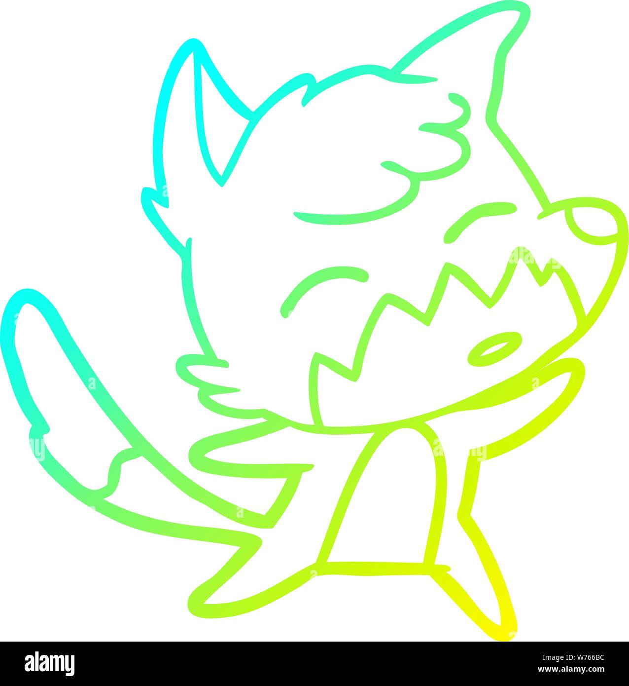 cold gradient line drawing of a cartoon fox Stock Vector Image & Art ...